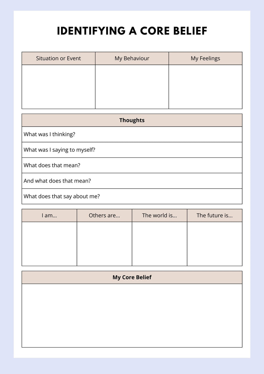 Core Belief Workbook | Based on clinically validated interventions.