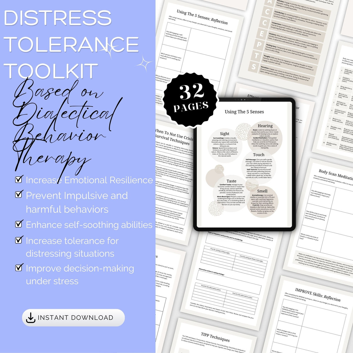 DBT Distress Tolerance Workbook | Based on clinically validated ...