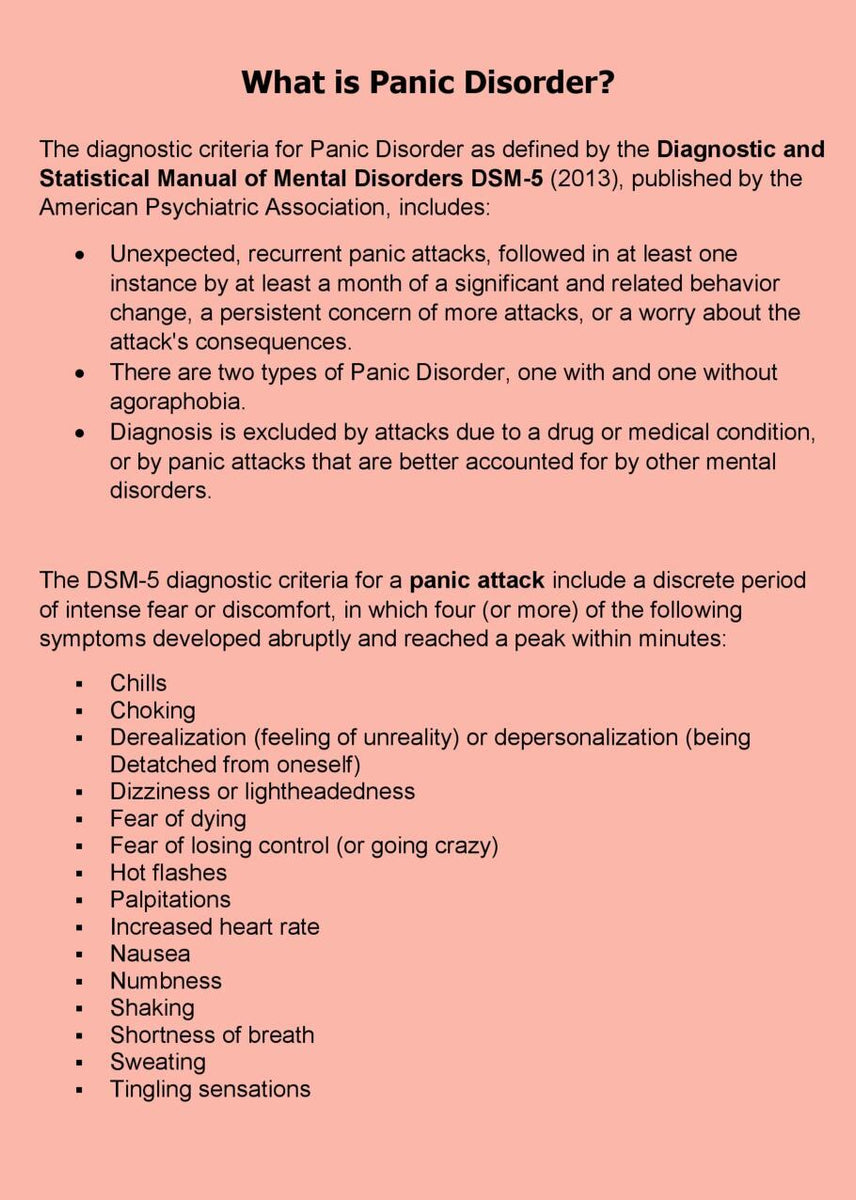 Panic Disorder Tool Kit Page 1 | Based on clinically validated ...
