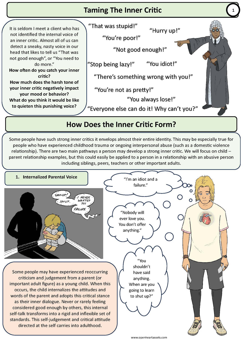 Stop the Inner Critic - Therapy Handouts | Based on clinically ...