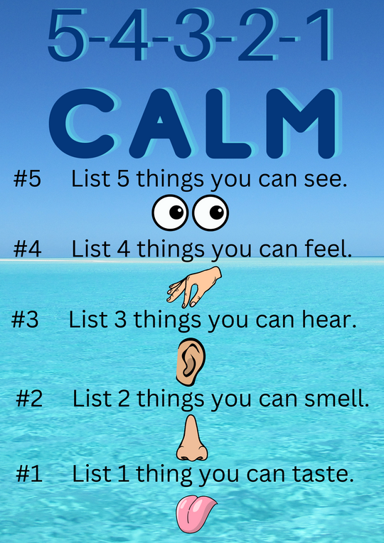 5-4-3-2-1 Grounding Handout | Based on clinically validated interventions.